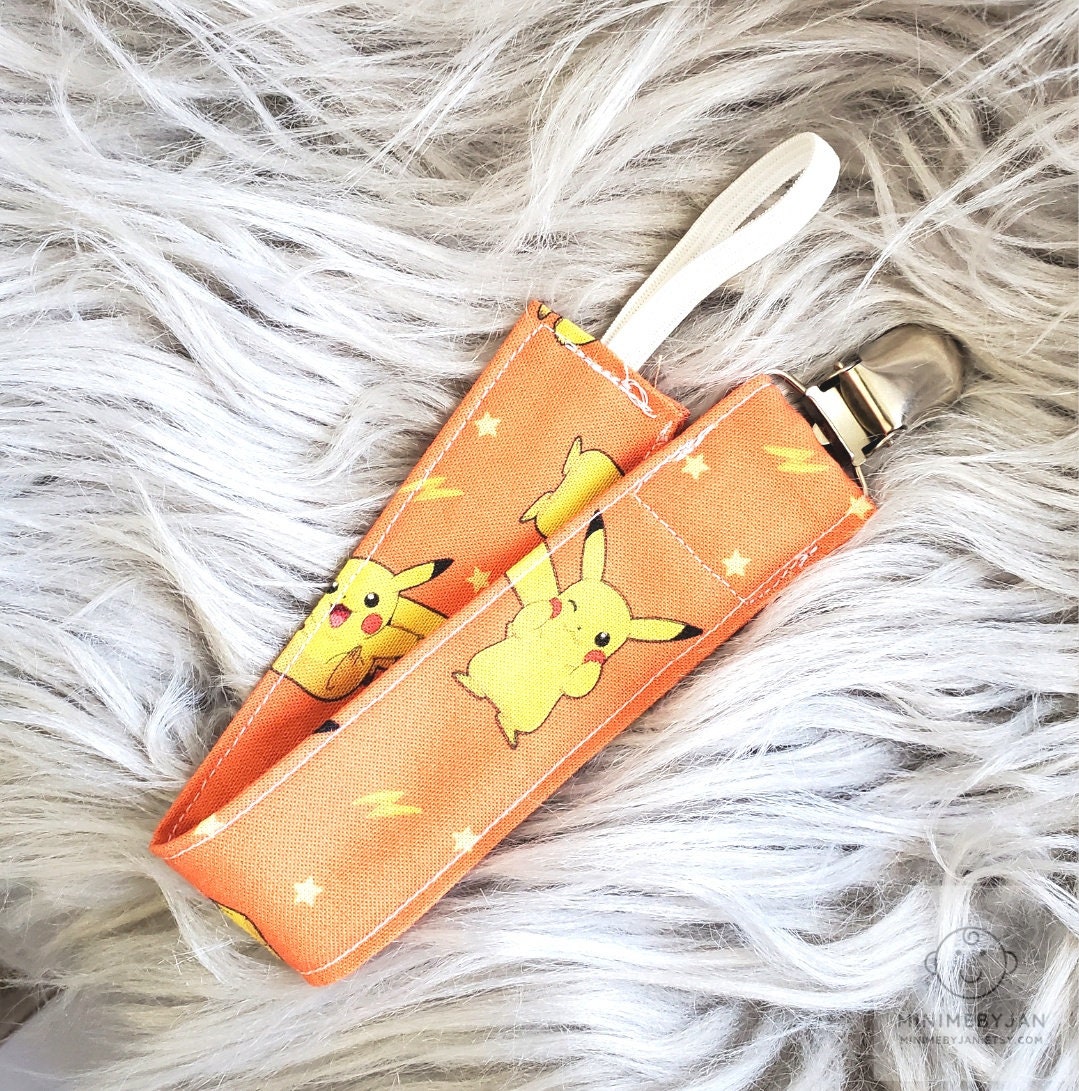 Orange Pikachu Stars Pokemon Baby Toddler Binky Clip, Baby Pacifier ...