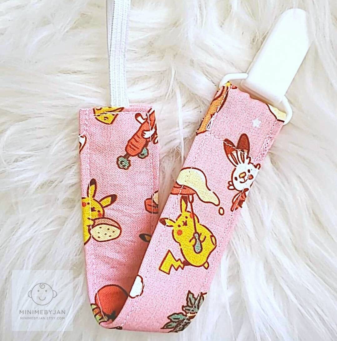 Pokemon Pikachu orange Baby Pacifier Clip, Baby Toddler Binky Clip ...