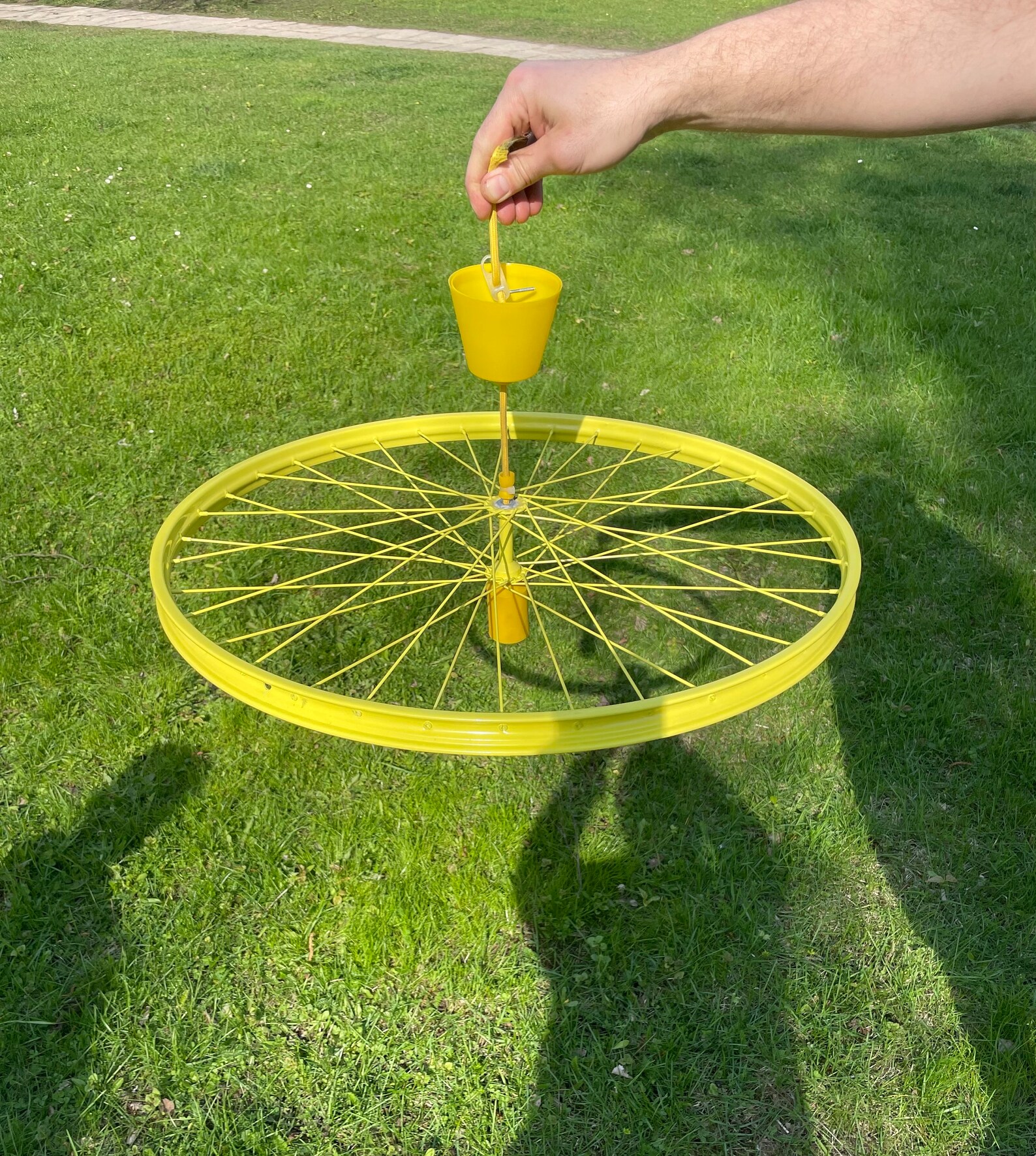 Lamp From Bicycle Wheel. Yellow. Farmhouse Light, Rustic Home Decor ...