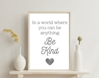 In a World Where You Can Be Anything Be Kind Wall Decal - Etsy