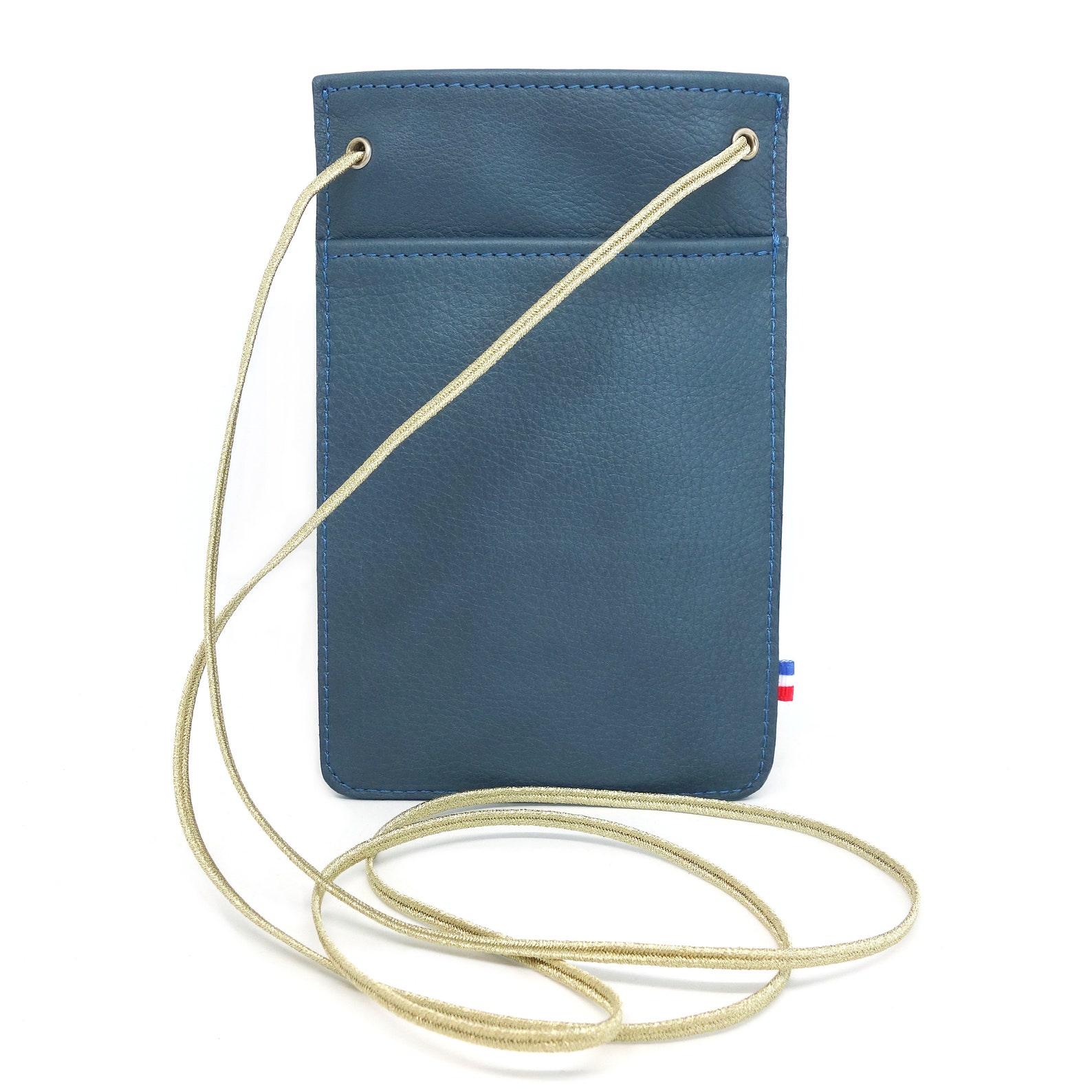 Smartphone blue shoulder bag with 3 compartments handcrafted | Etsy