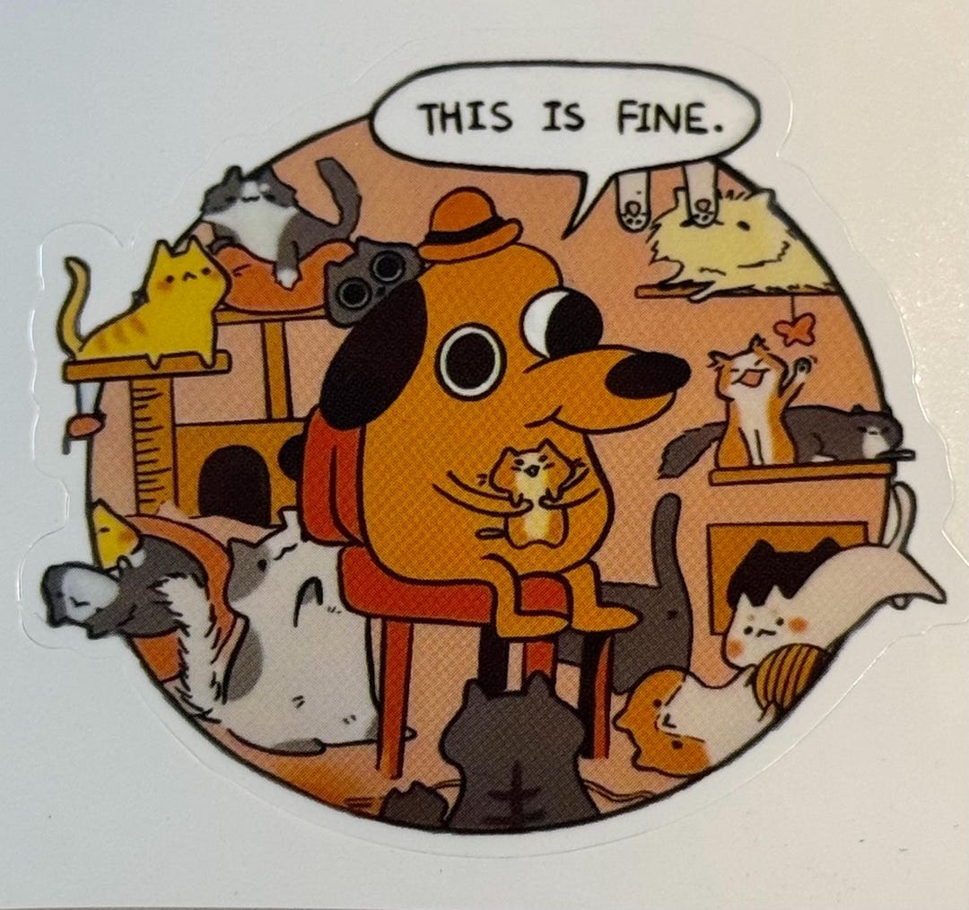 This is Fine Sticker | Cat Sticker | Meme Sticker - Etsy