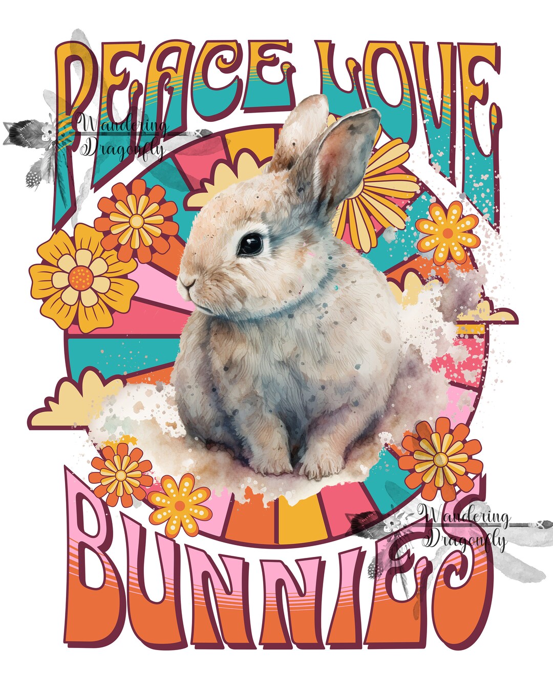 Peace Love Bunnies | PNG File | Digital Art | Digital Download | T ...