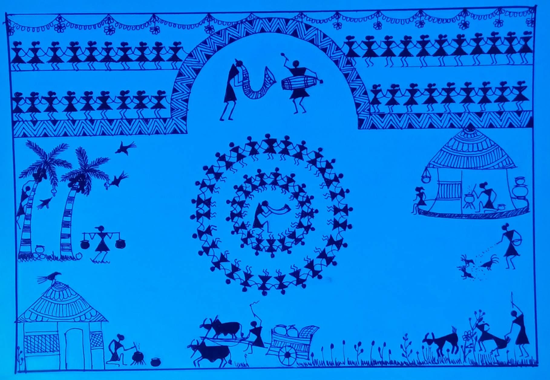 Warli Art. Warli Tribe Village People Life. - Etsy UK