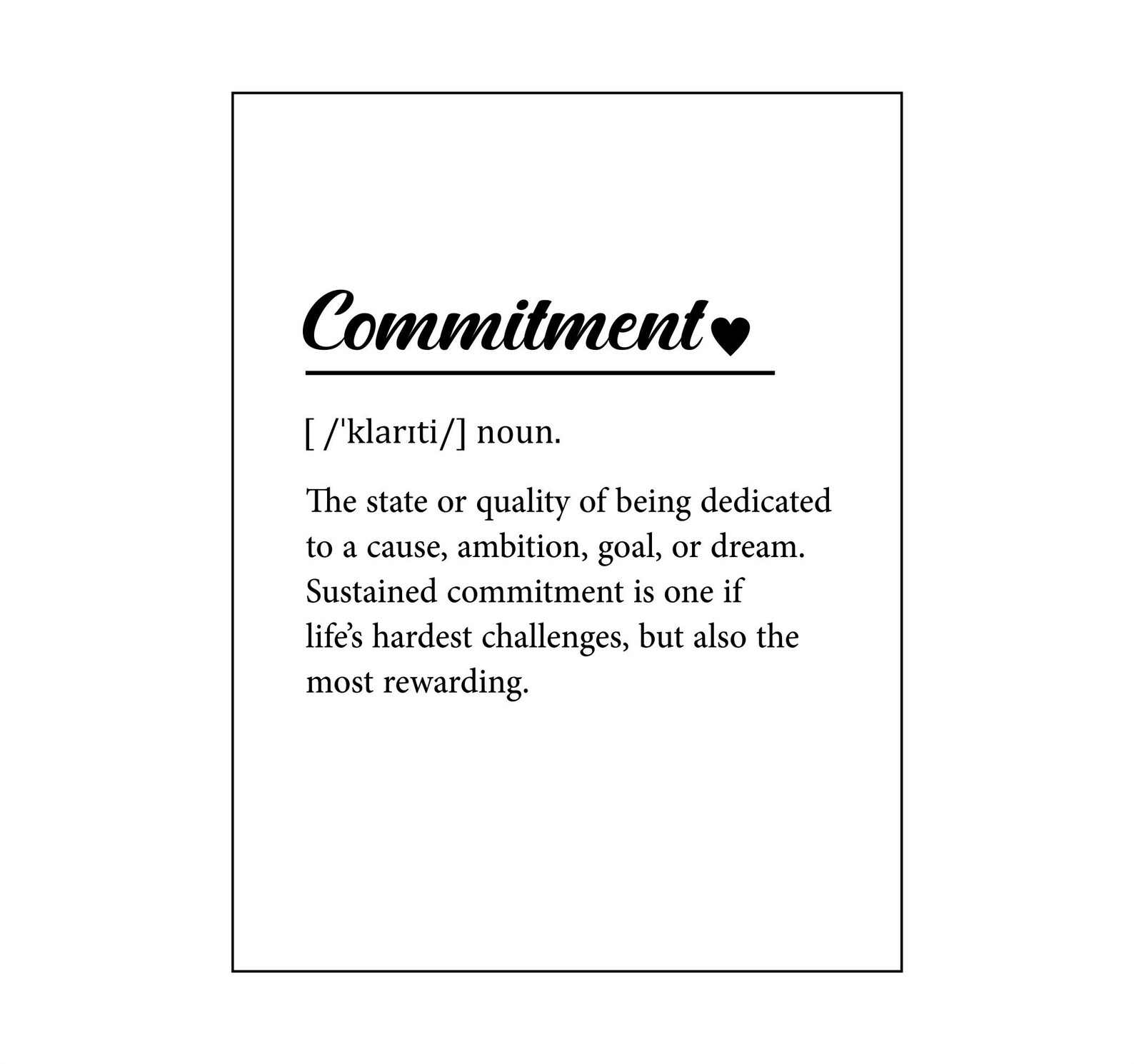 Commitment Definition Meaning Print Home Family Living Room - Etsy