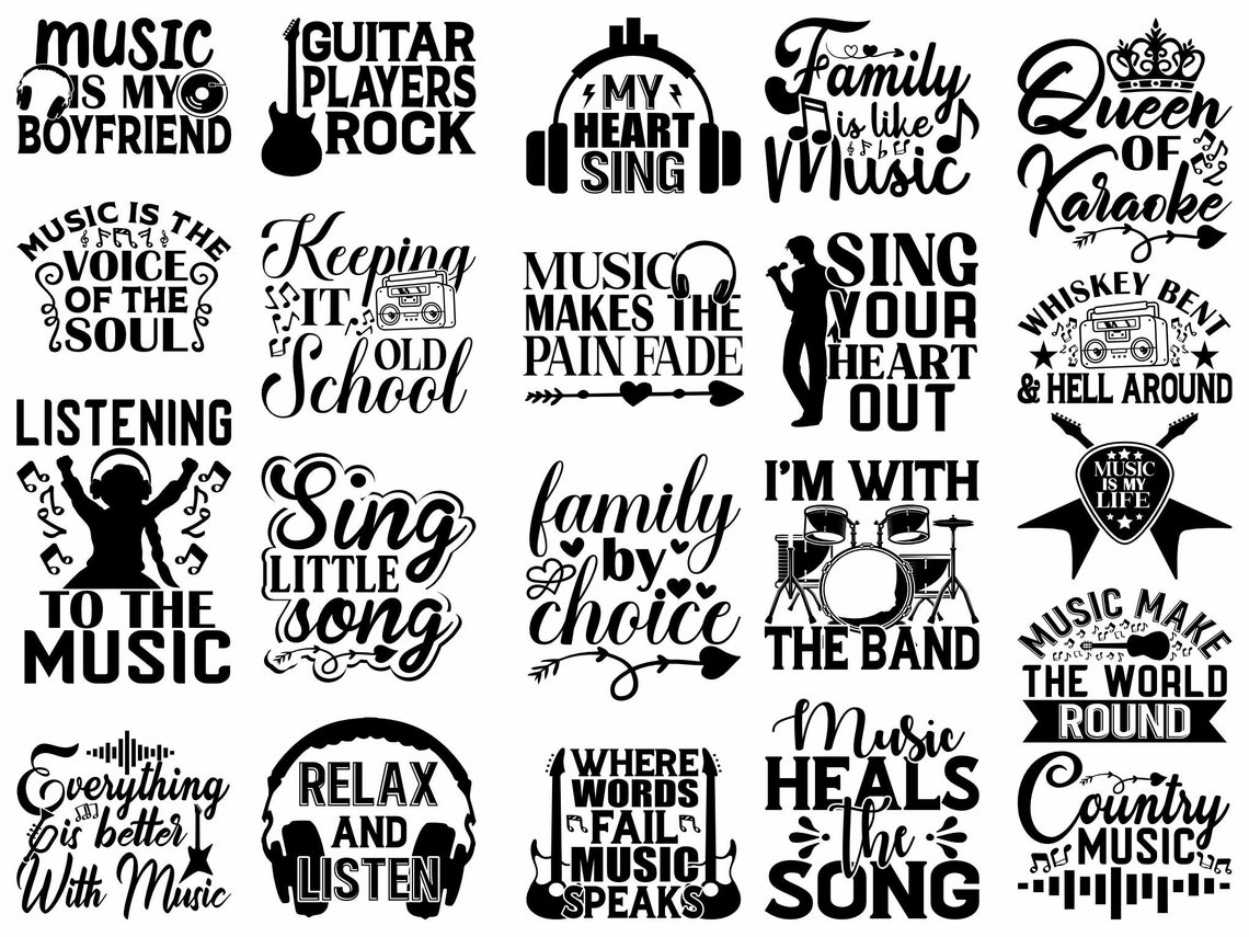 Music Bundle Designs | 22 Design Bundle Sublimation, Silhouette | SVG ...