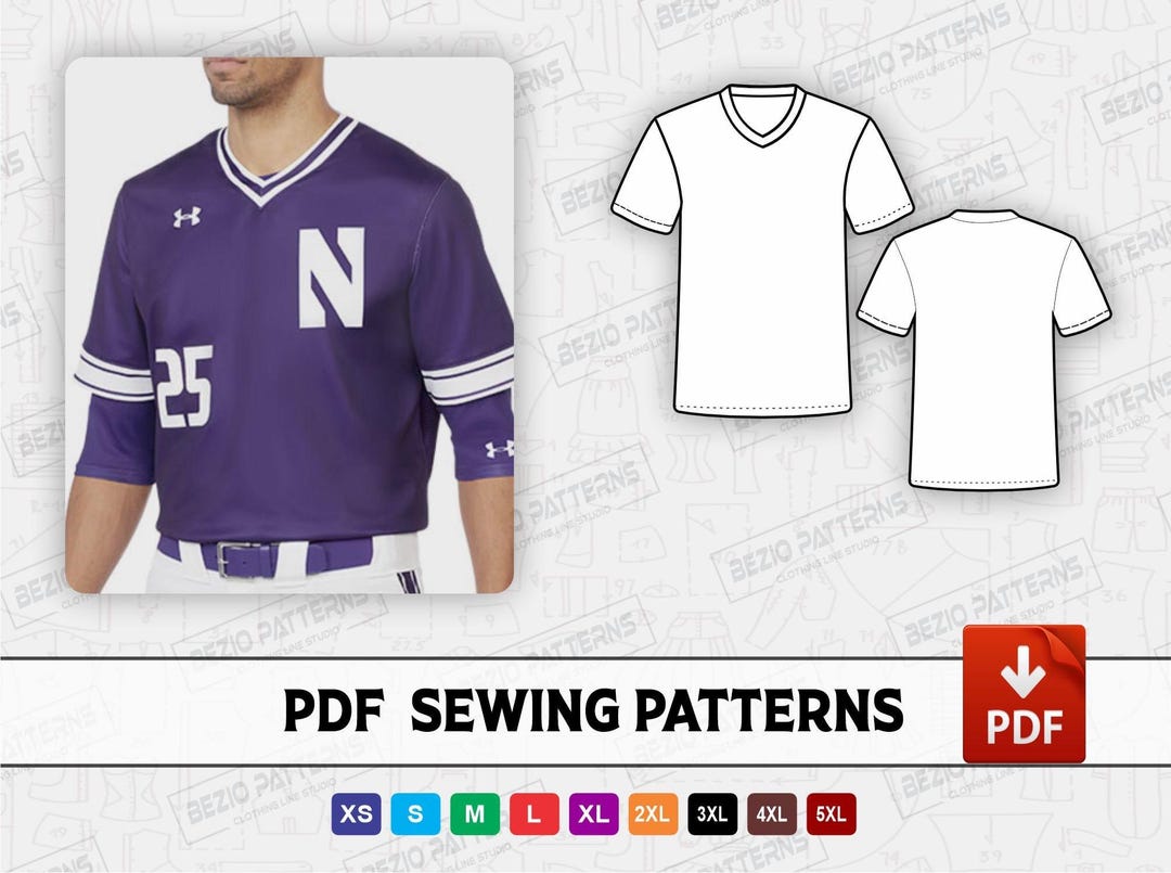 Baseball Jersey V Neck Men Sewing Pattern,pdf Sewing Digital Pattern ...