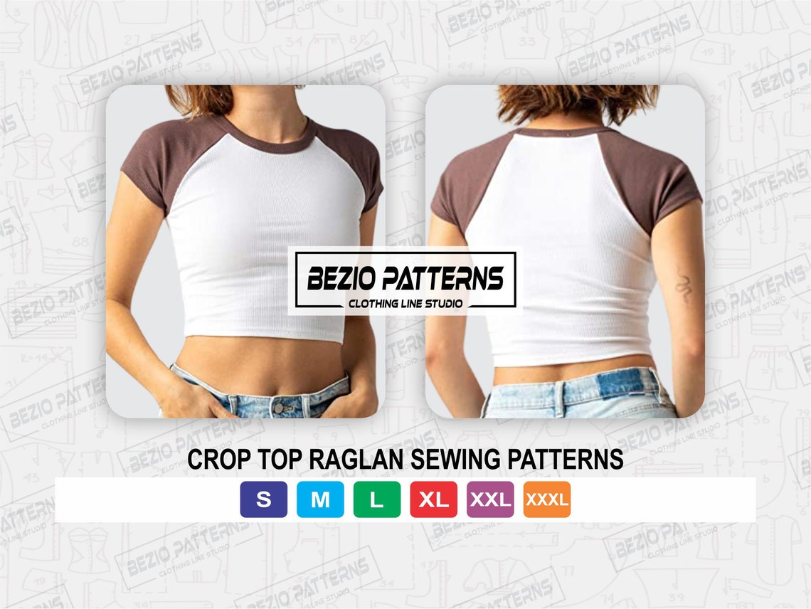 Crop Top Raglan Short Sleeve Sewing Pattern / Templates PDF | Etsy