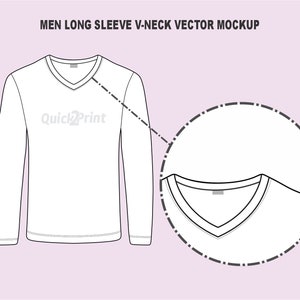 Men Long Sleeve V-neck Shirt Mockup Template, Layered Illustrator ...