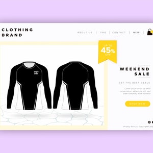 Rashguard Mockup Template for Design, Layered Illustrator Vector Mockup ...