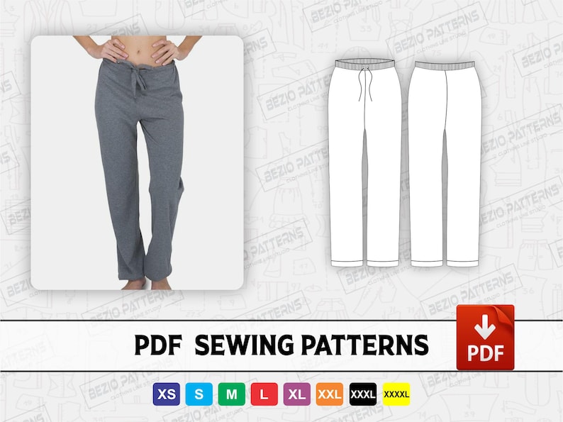 Lounge Pant Digital PDF Sewing Pattern, Wide Leg Pants Sewing Pattern ...