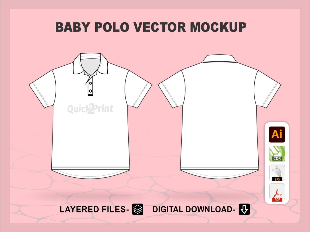 T Shirt Baby Polo Mockup Template, T Shirt Layered Illustrator Vector ...