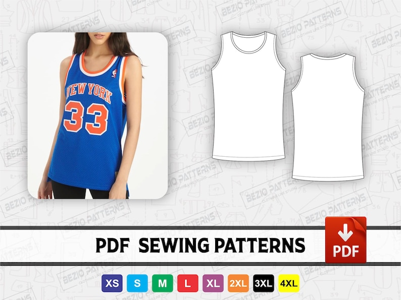 Basketball Women Jersey Sewing Pattern / Templates, PDF Sewing Pattern ...