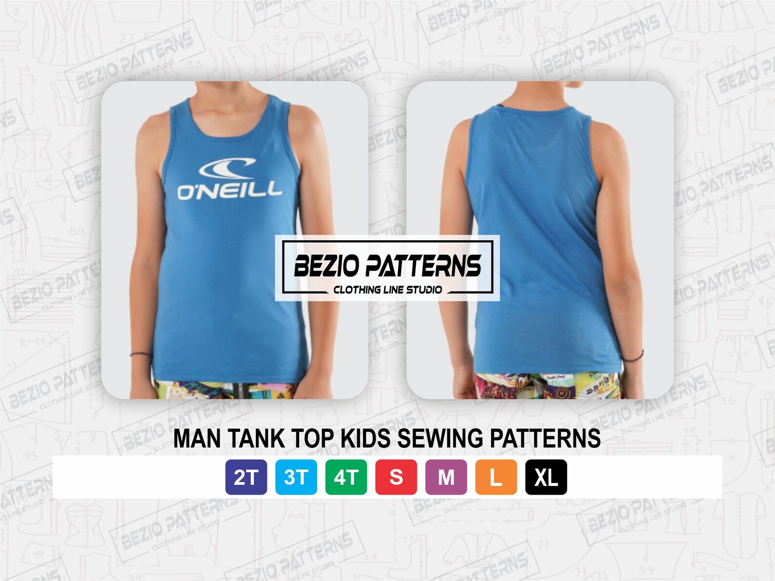 Tank Top Boys Youth Sewing Pattern / Templates, PDF Sewing Pattern ...