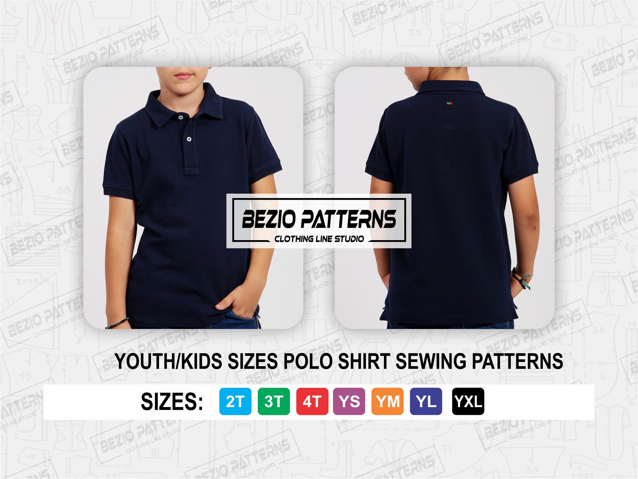 Polo Shirt Youth Kids Sewing pattern / templatesKids / Youth | Etsy