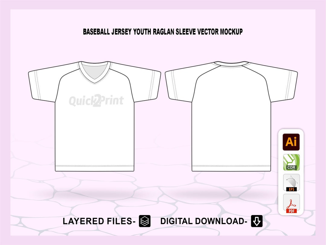 Baseball Jersey Youth Raglan Sleeve Mockup Template,layered Illustrator ...