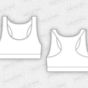 Sports Bra Racerback Sewing Pattern / Templates, PDF Sewing Pattern ...