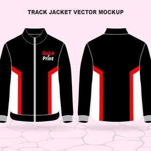 Track Jacket Mockup Template for Design, Layered Illustrator Vector ...