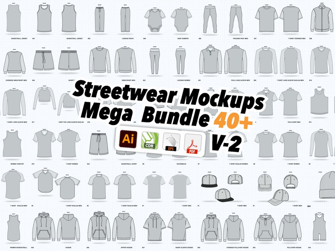 Streetwear Mockup Templates for Design, Mega Bundle V 2 Clothing Mockup ...