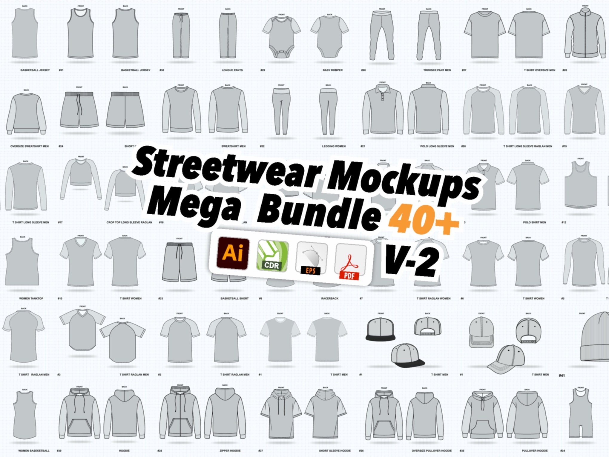 Streetwear Mockup Templates for Design, Mega Bundle V 2 Clothing Mockup ...