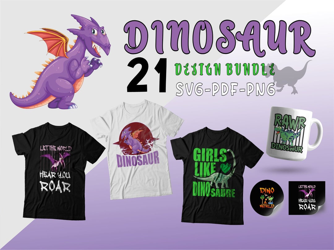 Dinosaur Bundle Design | 21 Design Bundle Sublimation Cricut, SVG, PDF ...