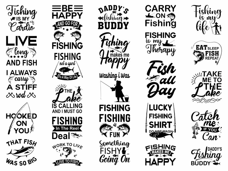 Fishing Bundle Design 25 Design Bundle Sublimation - Etsy