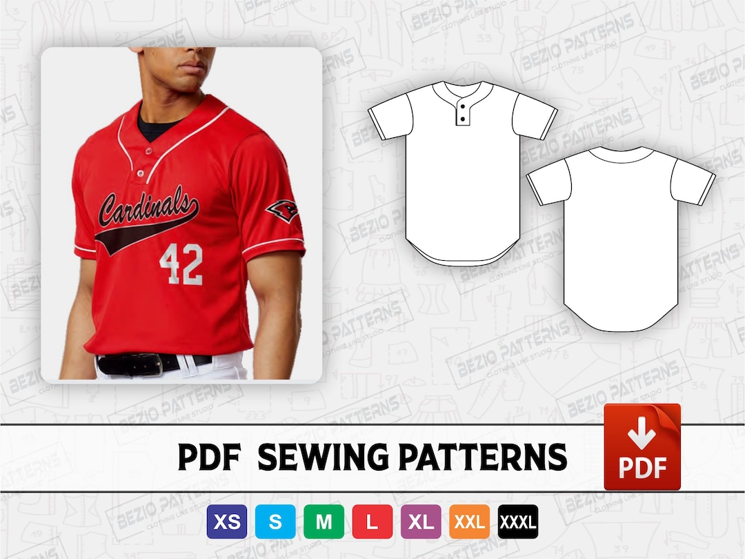 Baseball Jersey Two Button Men Sewing Pdf Pattern,pdf Sewing Digital ...
