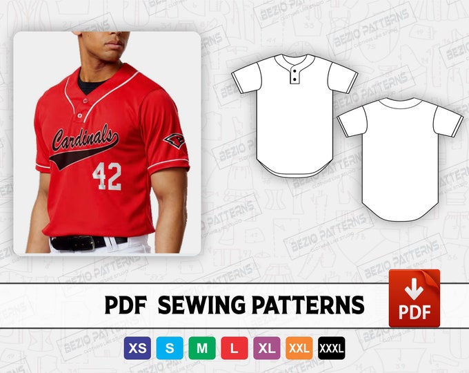Baseball Jersey Two Button Men Sewing Pdf Pattern,pdf Sewing Digital ...