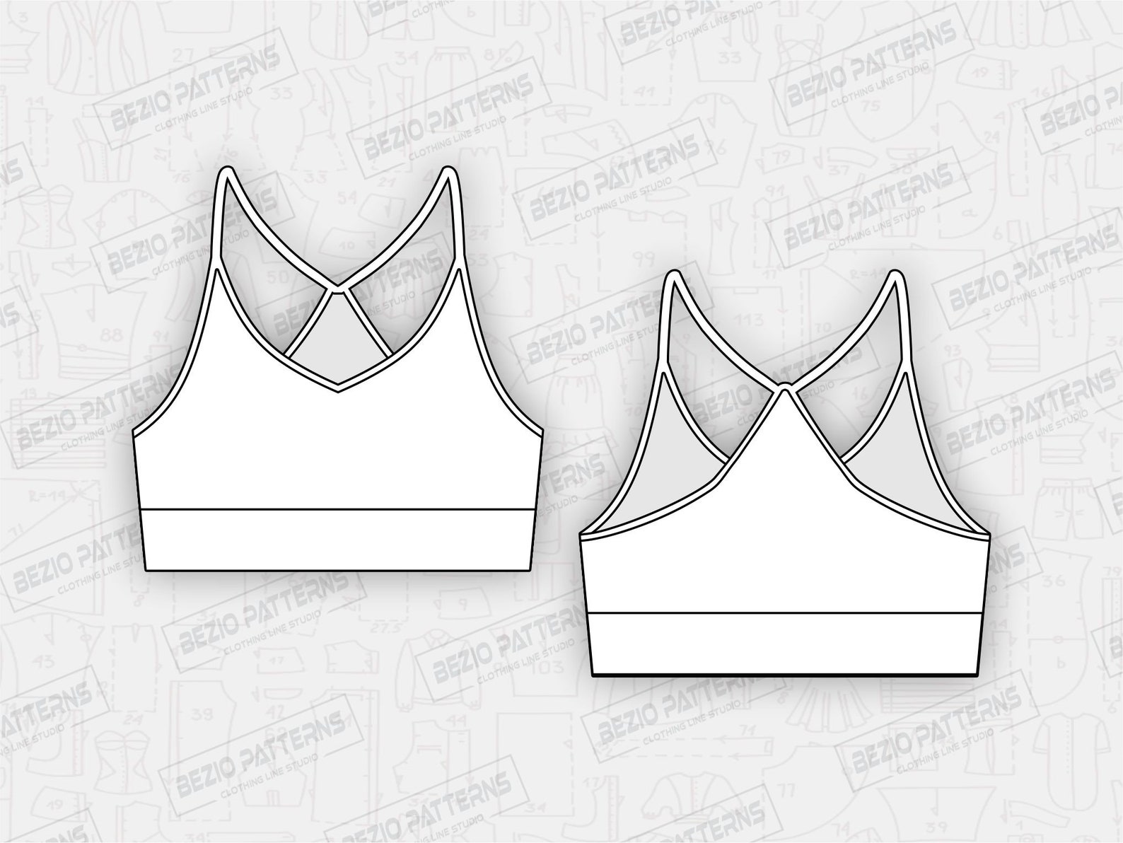 Bra Crossback Sewing Pattern / Templates, PDF Sewing Pattern, Digital ...