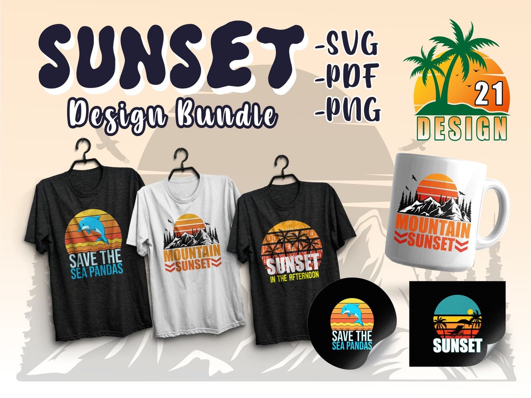 Sunset Bundle Design | 21 Design Bundle Sublimation Cricut, SVG, PDF ...