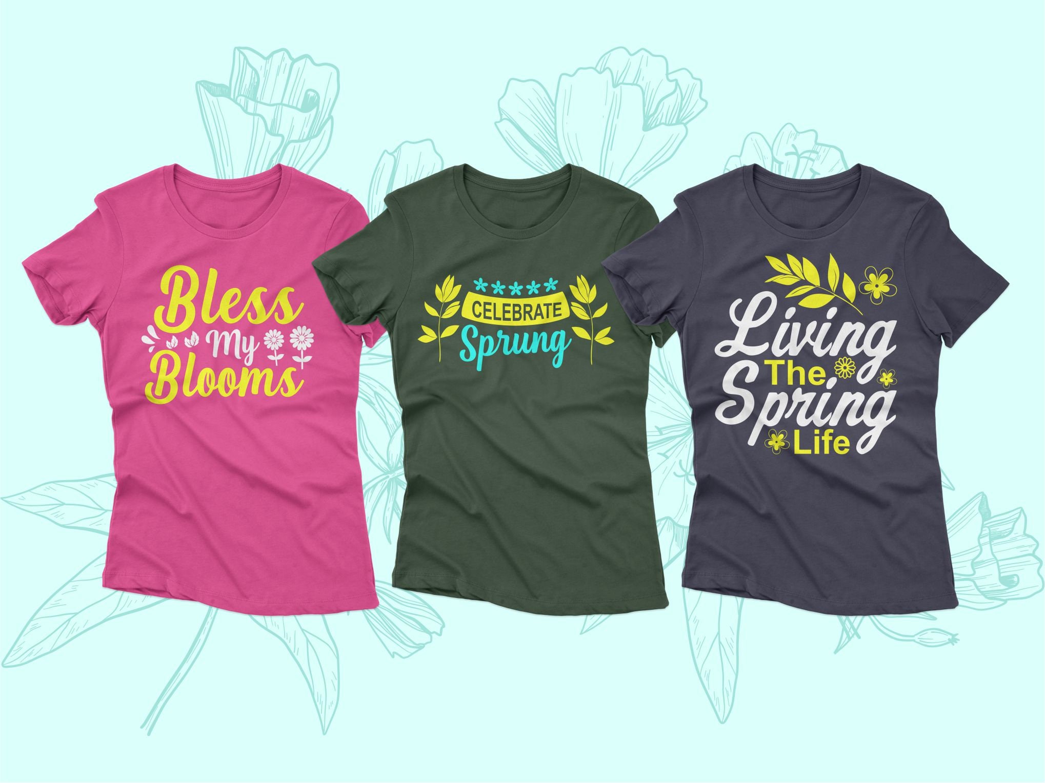 Spring Bundle Design | 25 Design Bundle Sublimation, Silhouette,svg ...