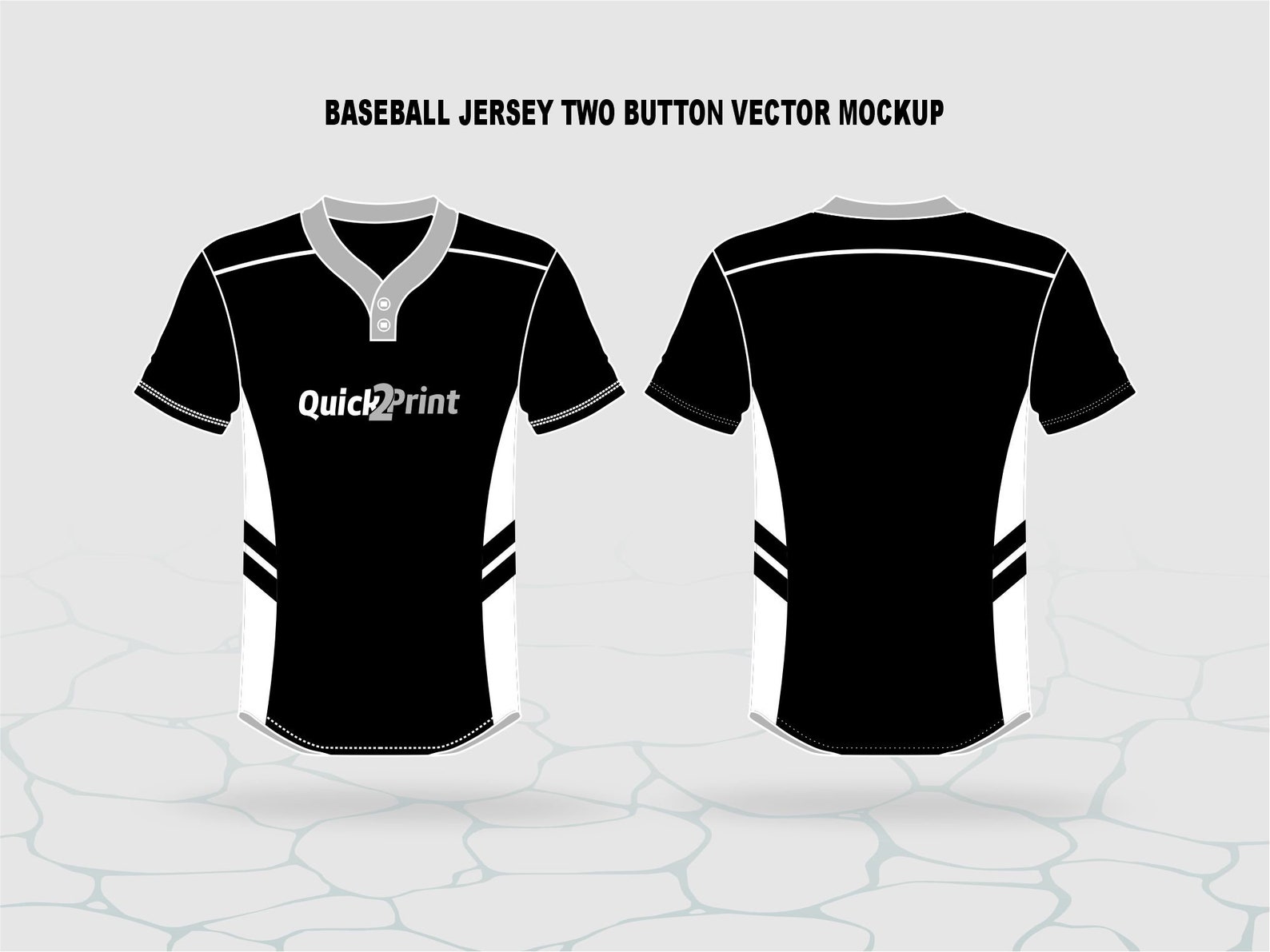Baseball Jersey Two Button Mockup Template, Layered Illustrator Vector ...
