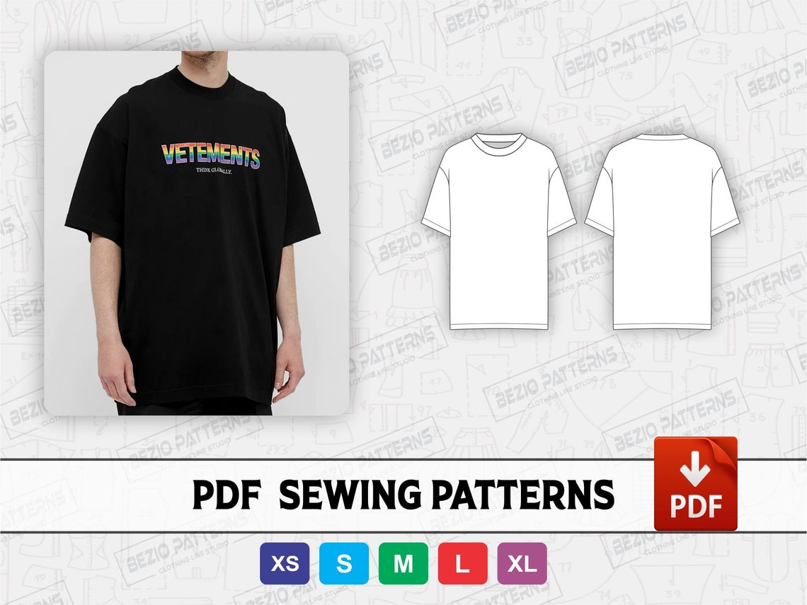 Oversize T Shirt Men Sewing Pdf Pattern/templatespdf Sewing - Etsy