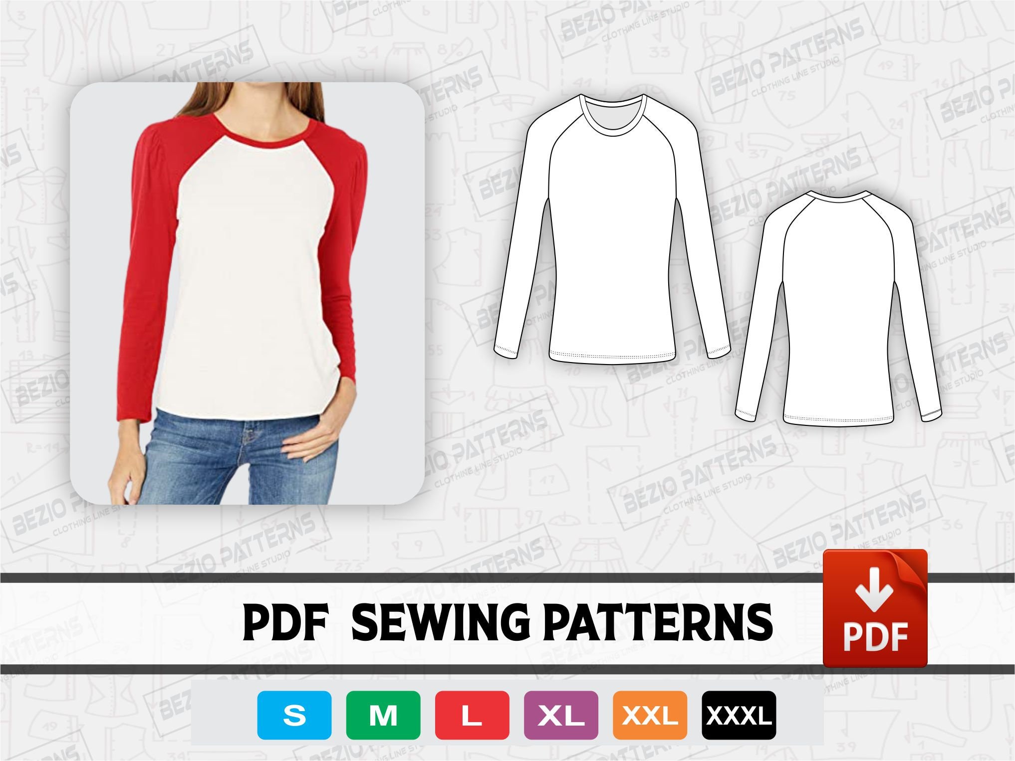 Long Sleeve Women Sewing Pattern / Templates PDF Sewing - Etsy