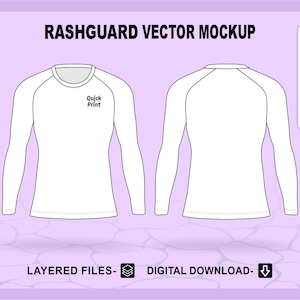 Rashguard Mockup Template for Design, Layered Illustrator Vector Mockup ...