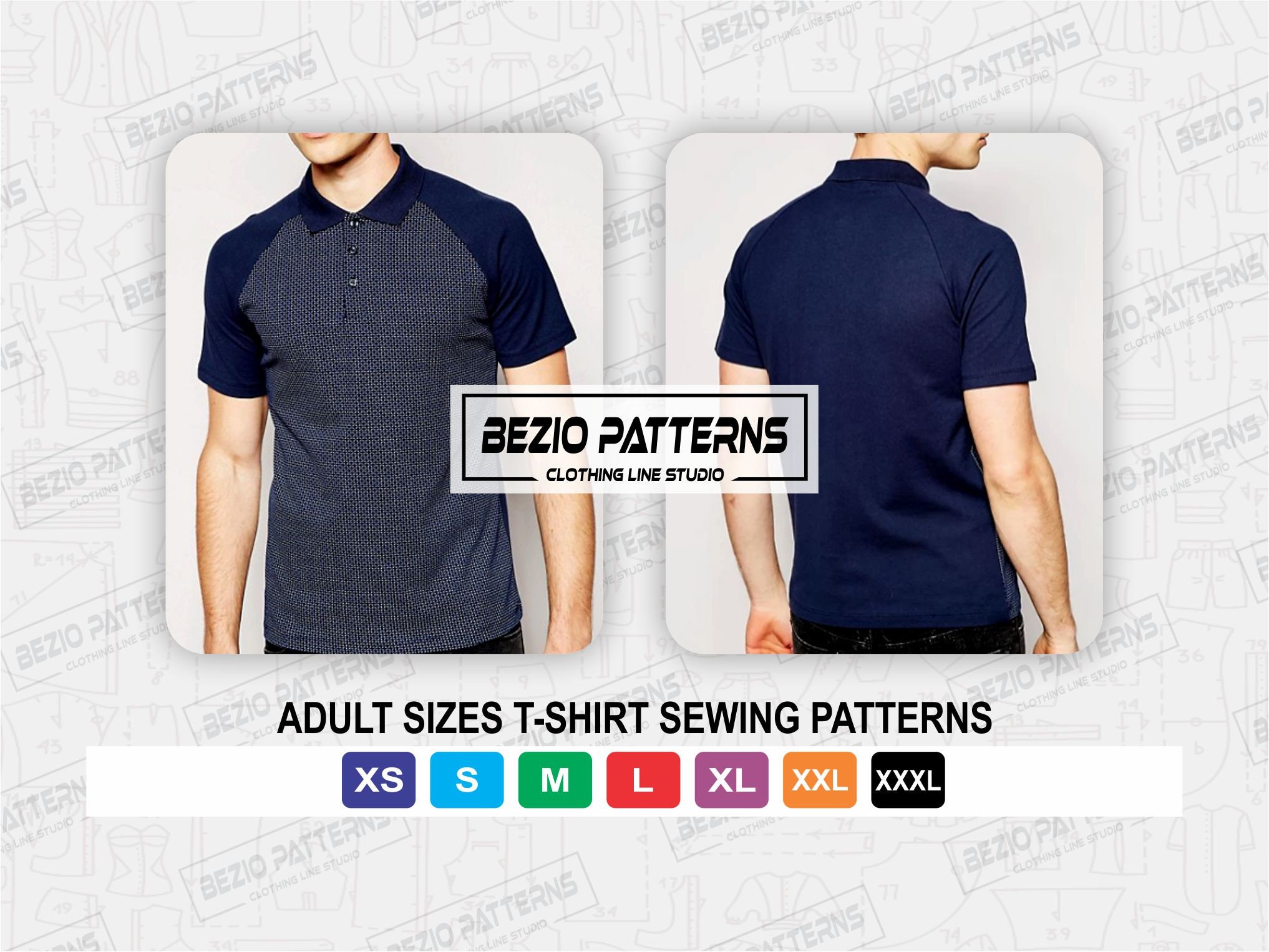 Polo Shirt Men Raglan Sleeves Pattern / Templates,pdf Sewing Digital ...