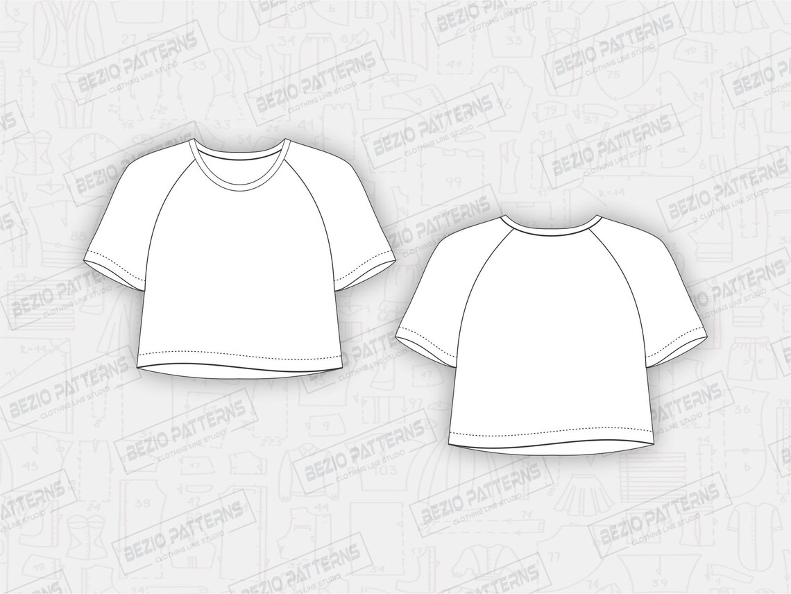 Crop Top Raglan Short Sleeve Sewing Pattern / Templates, PDF Sewing ...