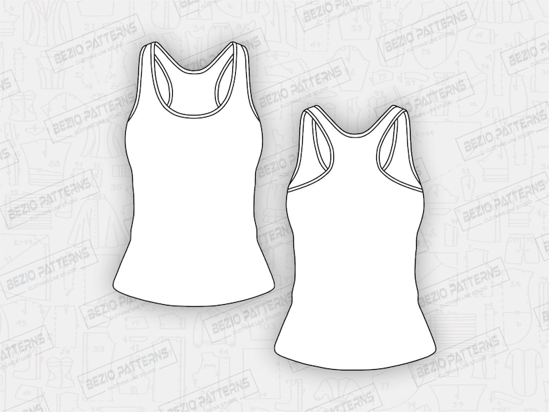 Tank Top Racerback Women Sewing Pattern / Templates, PDF Sewing Pattern ...