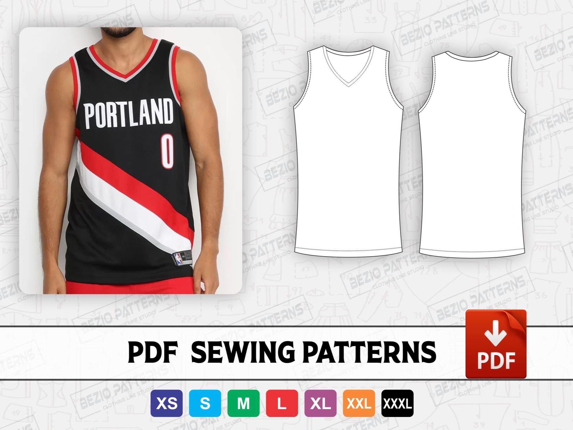 Basketball Jersey Neck Men Sewing PDF Pattern,pdf Digital Sewing ...