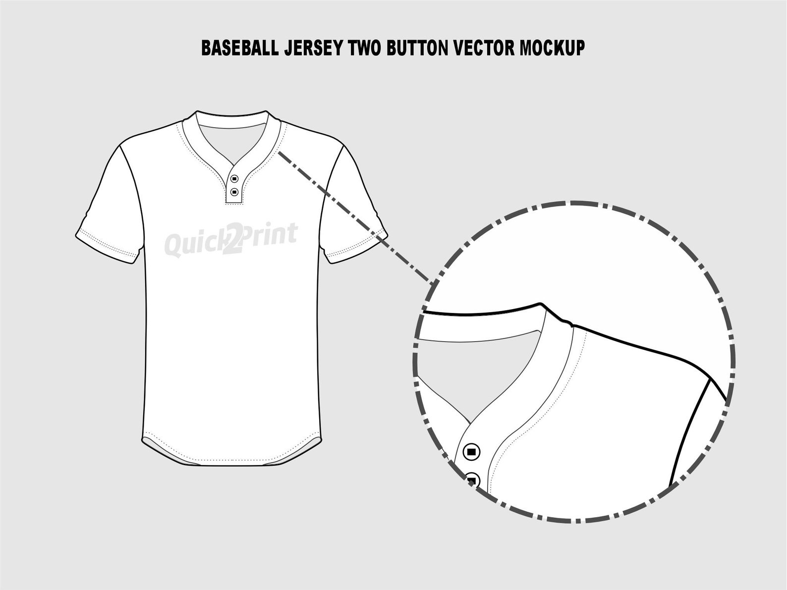 Baseball Jersey Two Button Mockup Template, Layered Illustrator Vector ...