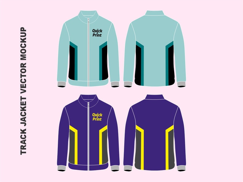 Track Jacket Mockup Template for Design, Layered Illustrator Vector ...