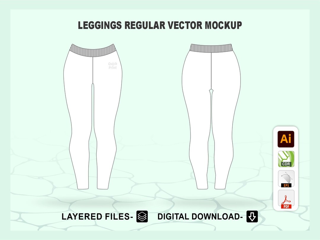 Leggings Regular Mockup Template for Design, Layered Illustrator Vector ...