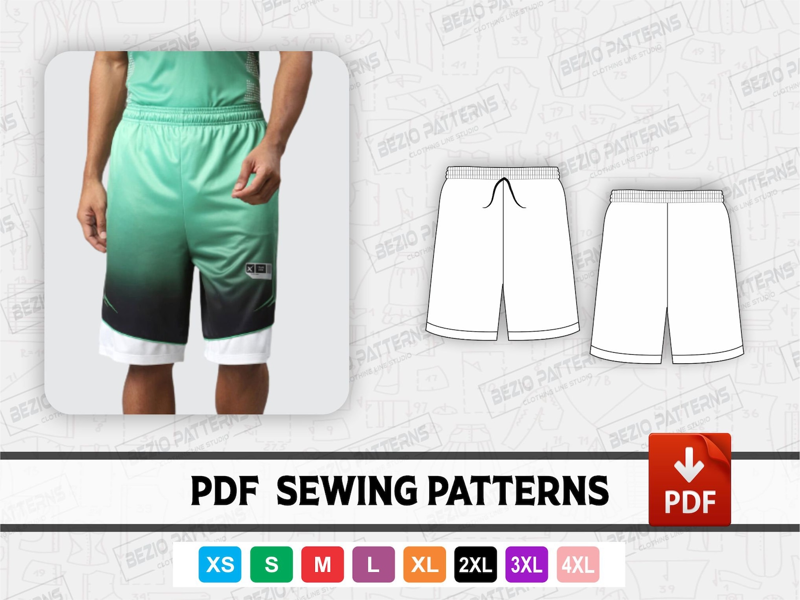 Basketball Shorts Men Sewing Pdf Pattern/templatespdf Sewing | Etsy