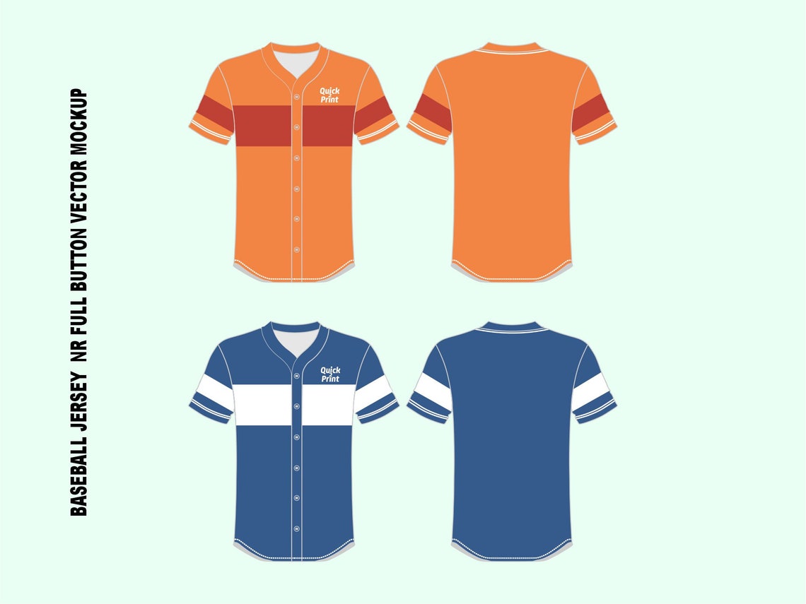 Baseball Jersey Full Button Mockup Template, Layered Illustrator Vector ...