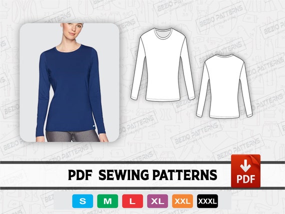 Long Sleeve Women Sewing Pattern / Templates PDF Sewing | Etsy