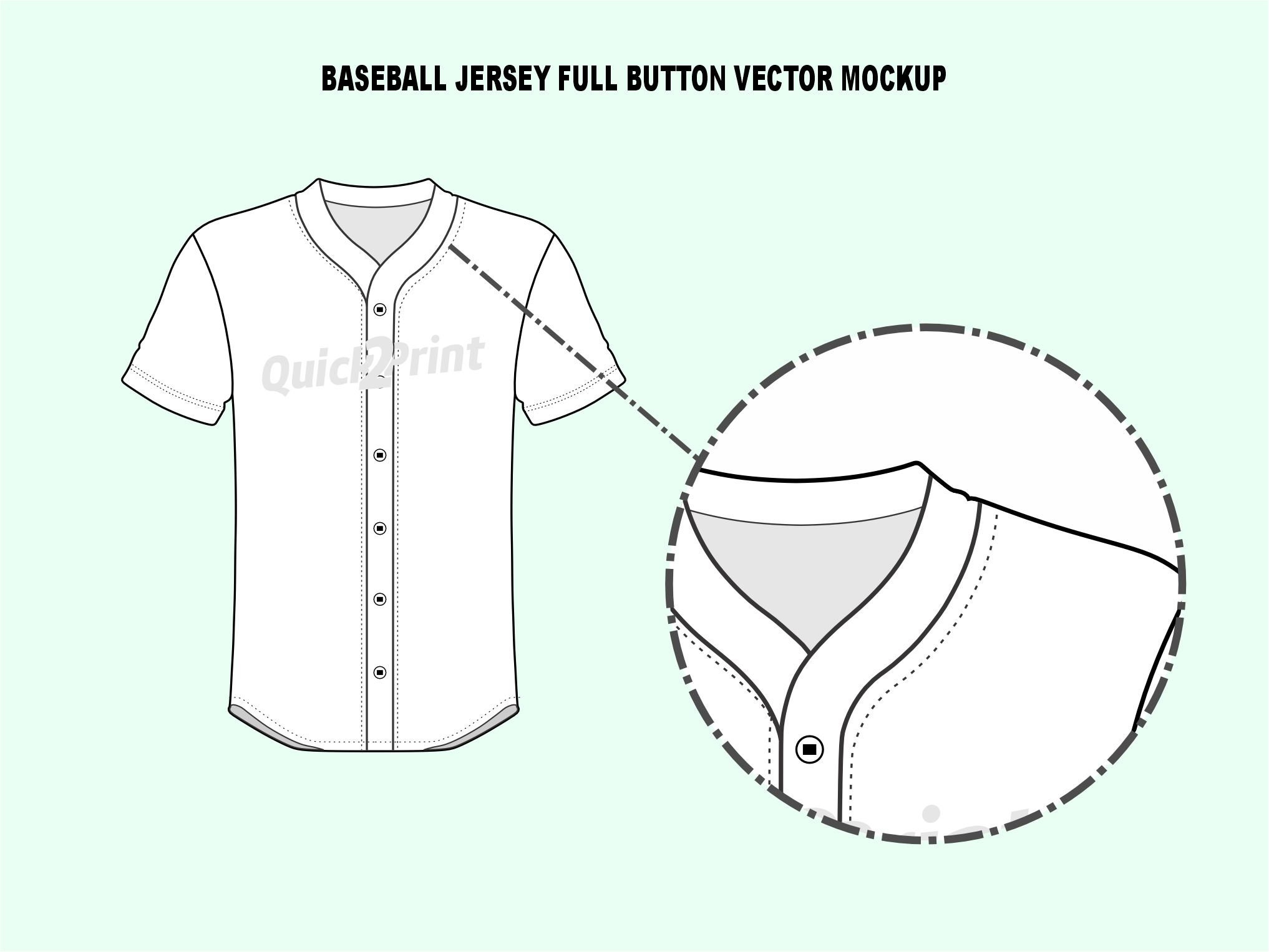 Baseball Jersey Full Button Mockup Template, Layered Illustrator Vector ...