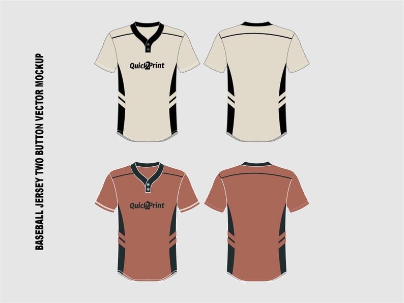 Baseball Jersey Two Button Mockup Template, Layered Illustrator Vector ...