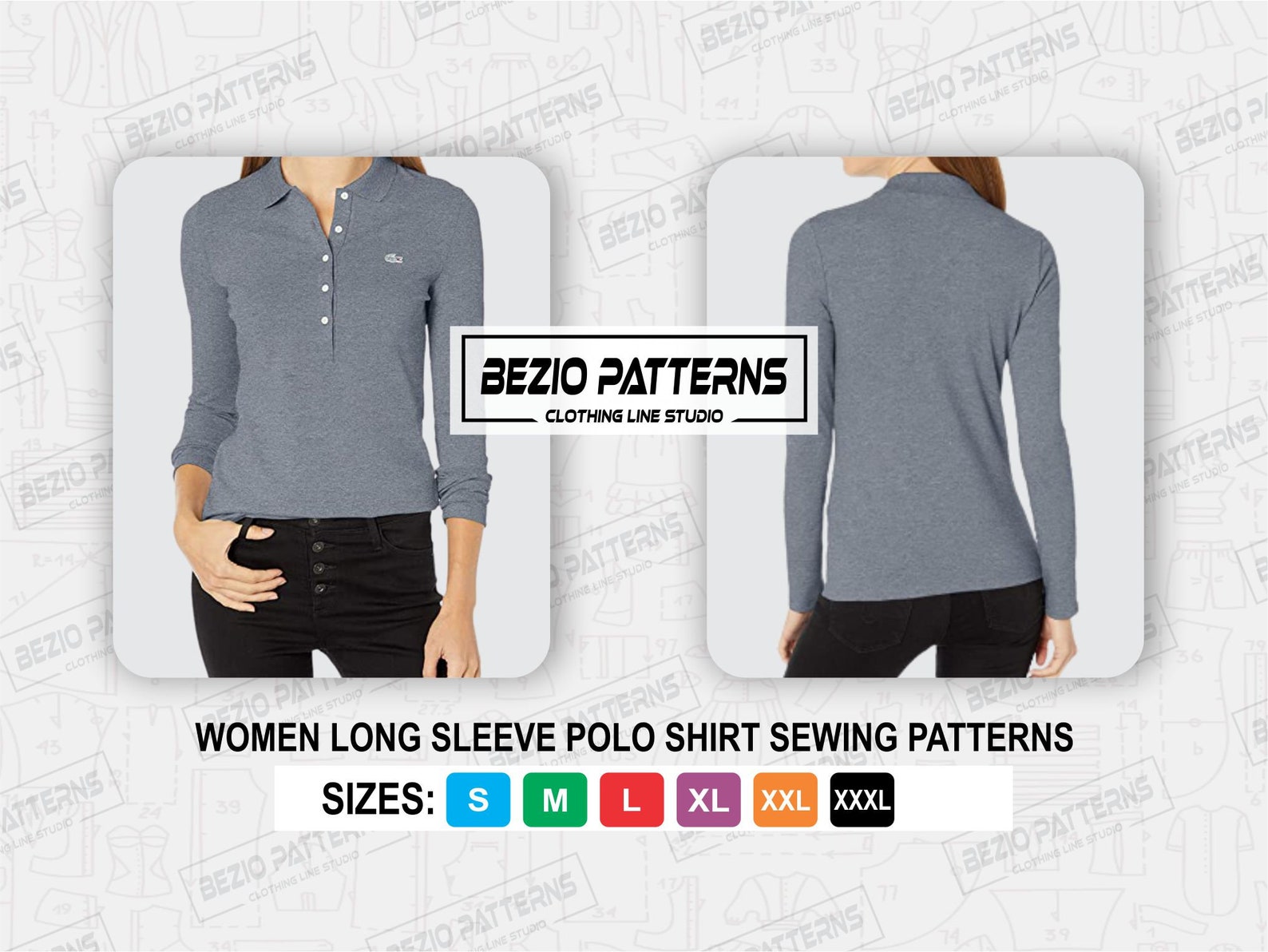 Polo Long Sleeve Shirt Women Pattern / Templates,pdf Sewing Digital ...