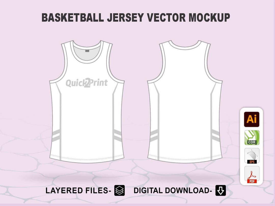 Basketball Jersey Mockup Template for Design, Layered Illustrator ...