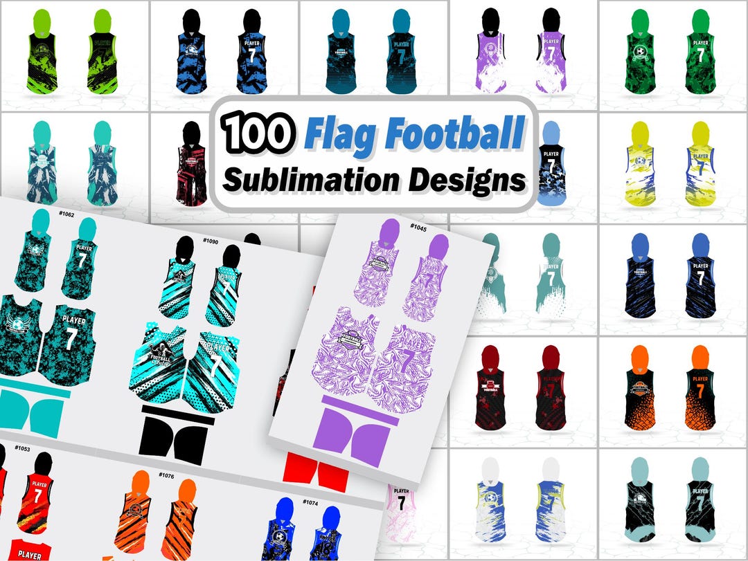 Flag Football Jersey Sublimation Design Bundle | Flag Football Jersey ...